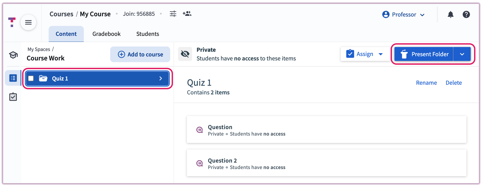 Educator: Creating and Presenting a Quiz
