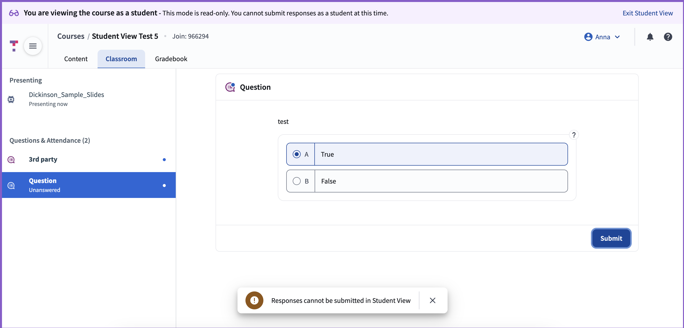 Educator: Student View