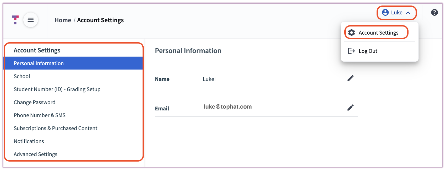 Managing Account Information & Settings