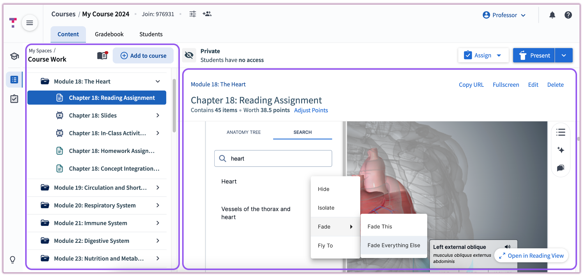 Educator: Content Spaces