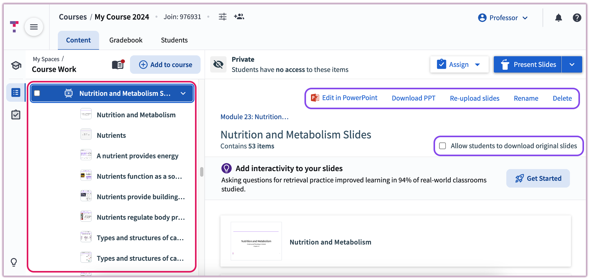 Educator: Slide Management