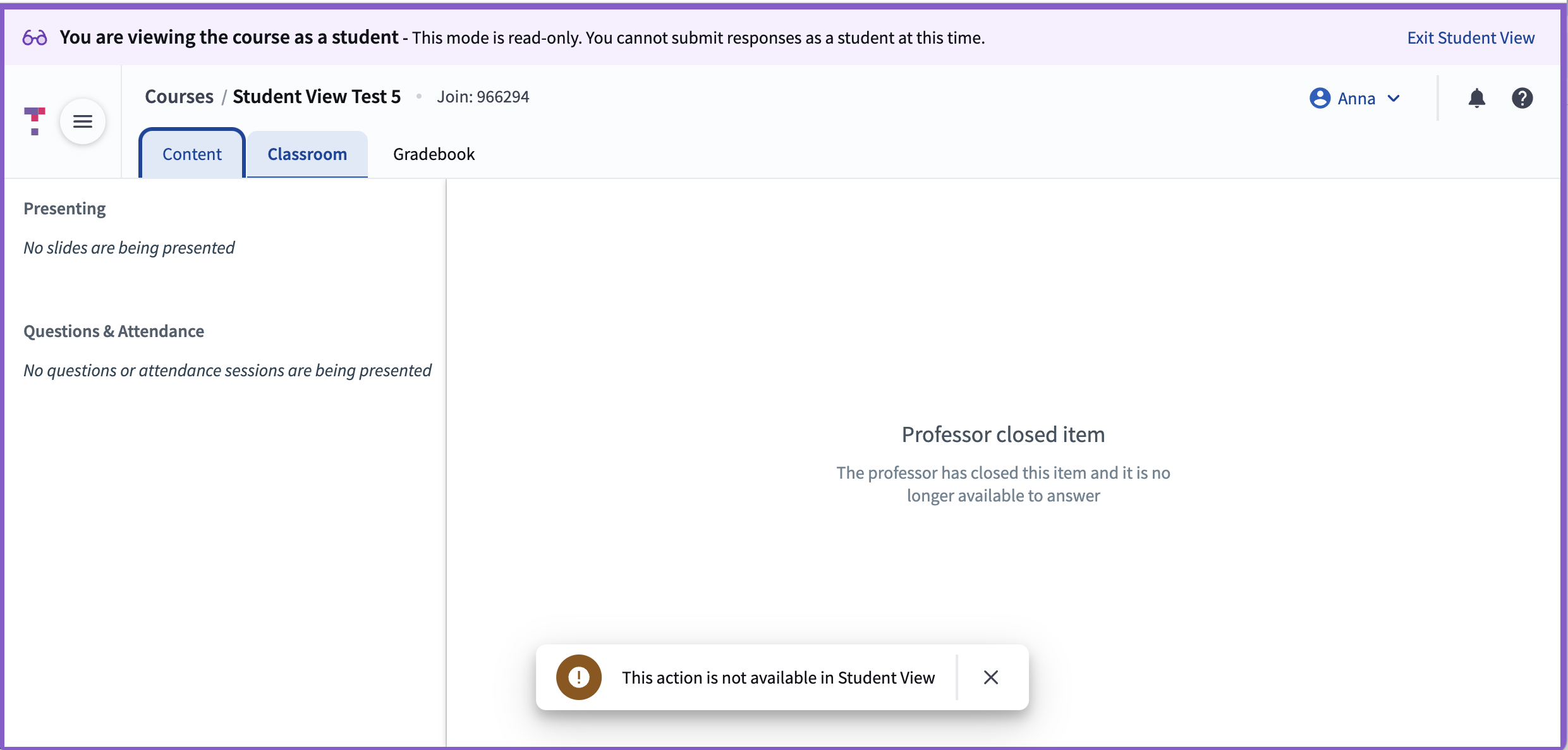 Educator: Student View
