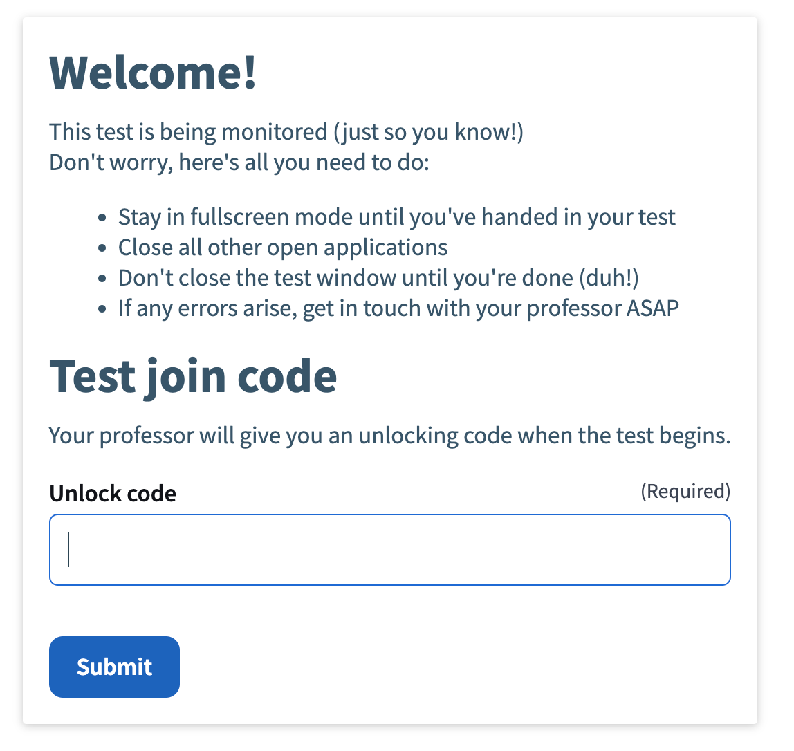 Student: Tests (Exams, Quizzes and Tests)
