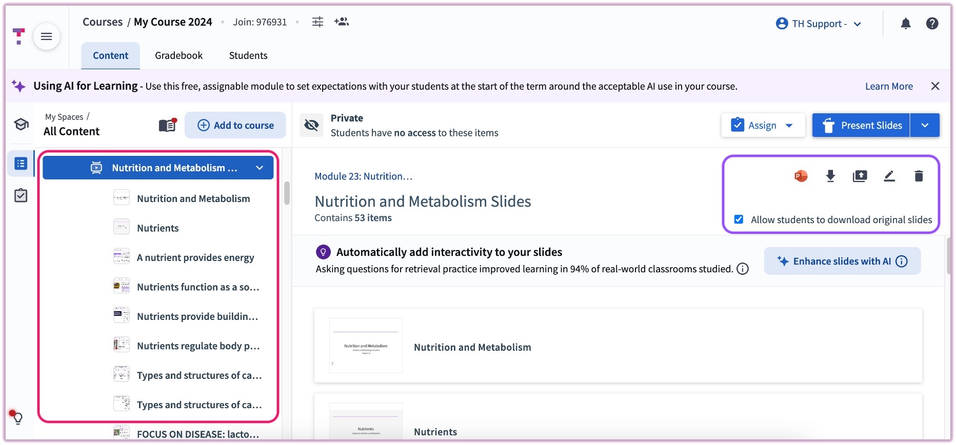 Educator: Slide Management