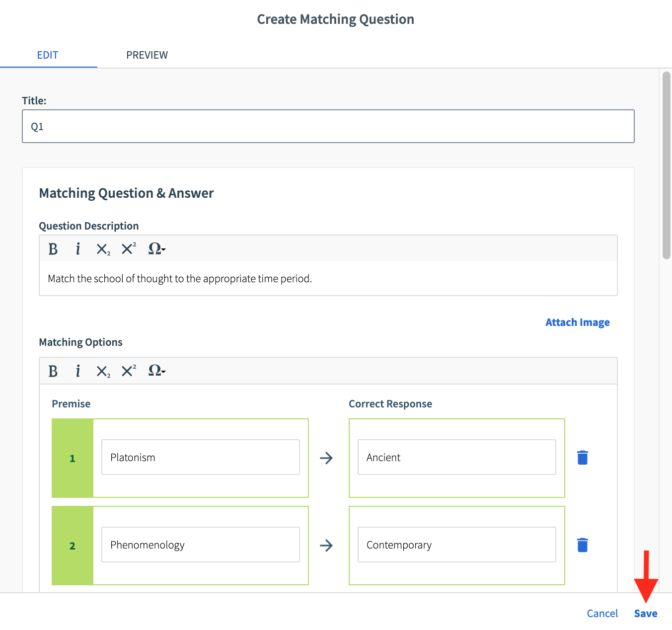 Educator: Matching Questions
