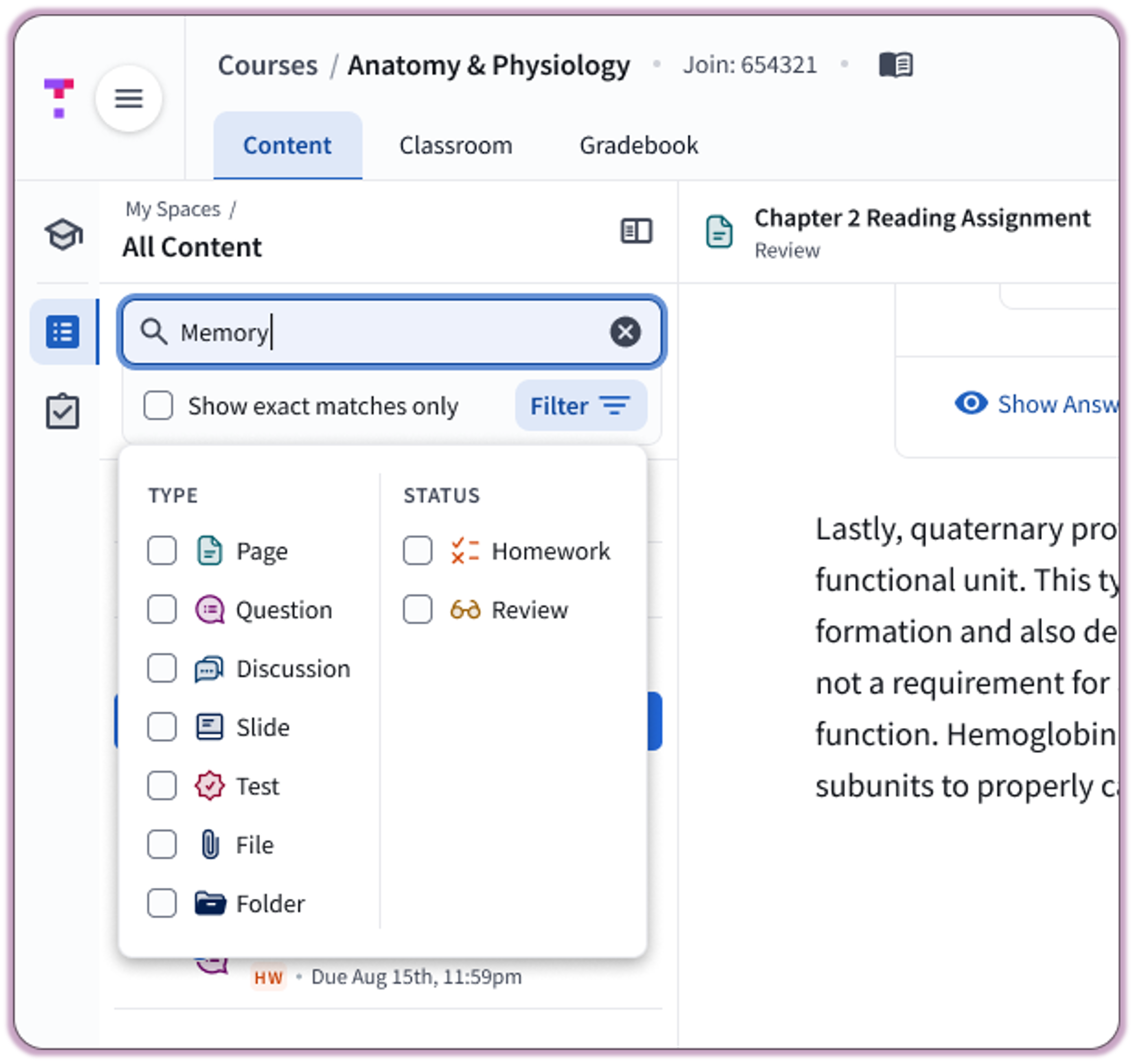 Educator: Content Search