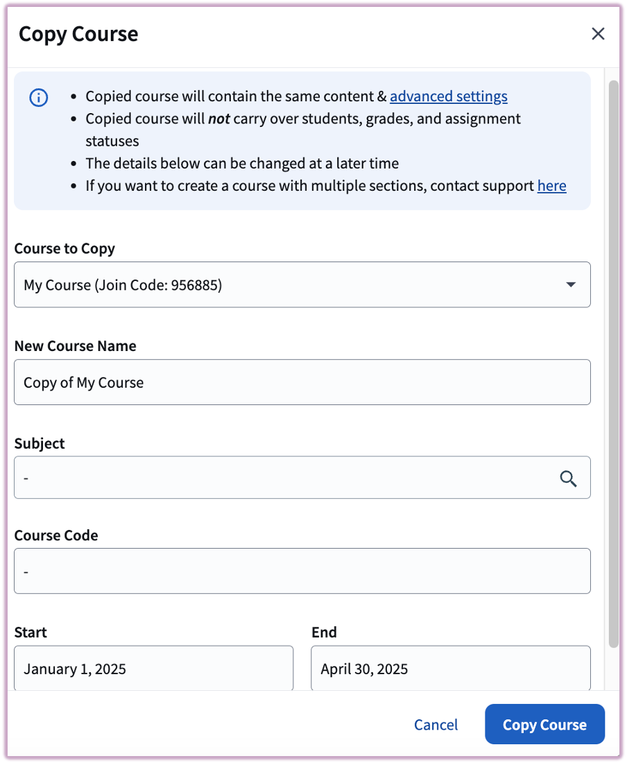 Educator: Course Creation (New or Copy Existing)