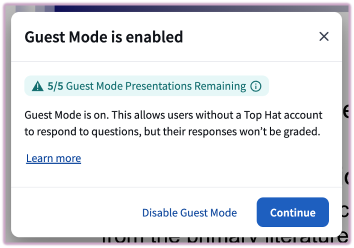 Educator: Guest Mode
