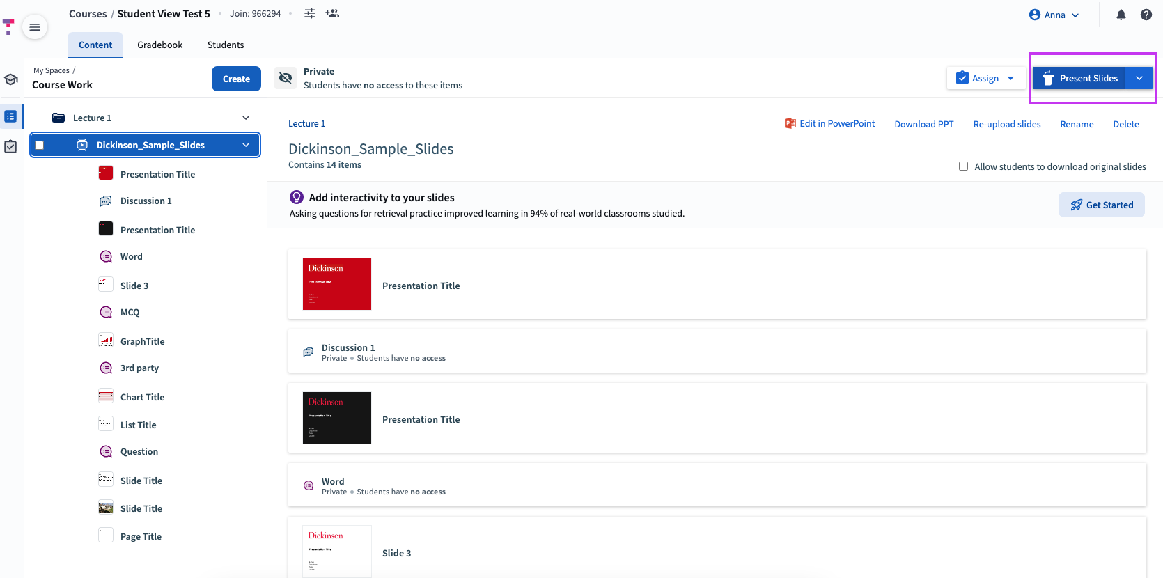 Educator: Student View