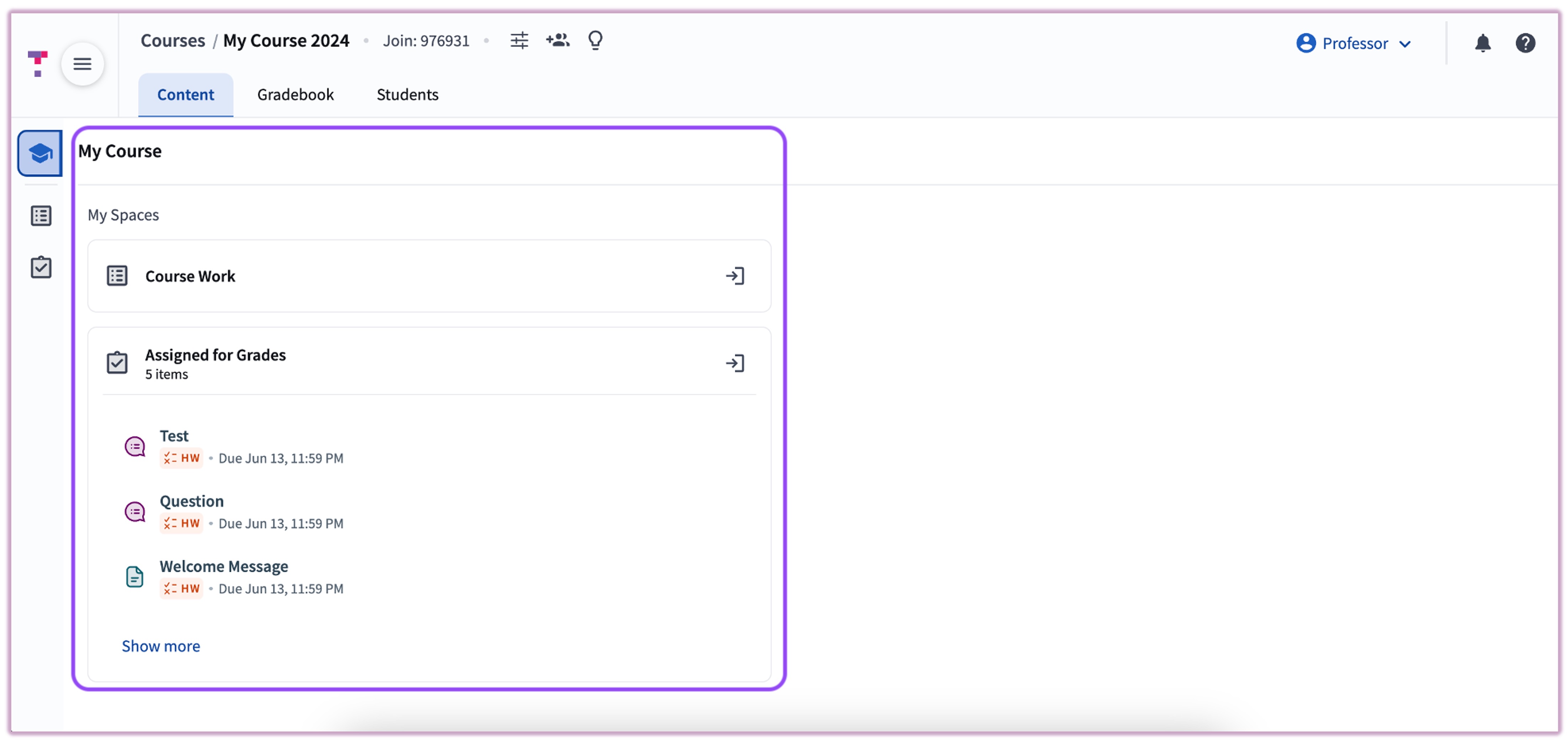 Educator: Content Spaces