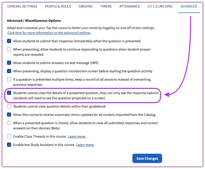 Educator: Hide Question Details from Students' Devices When Presenting