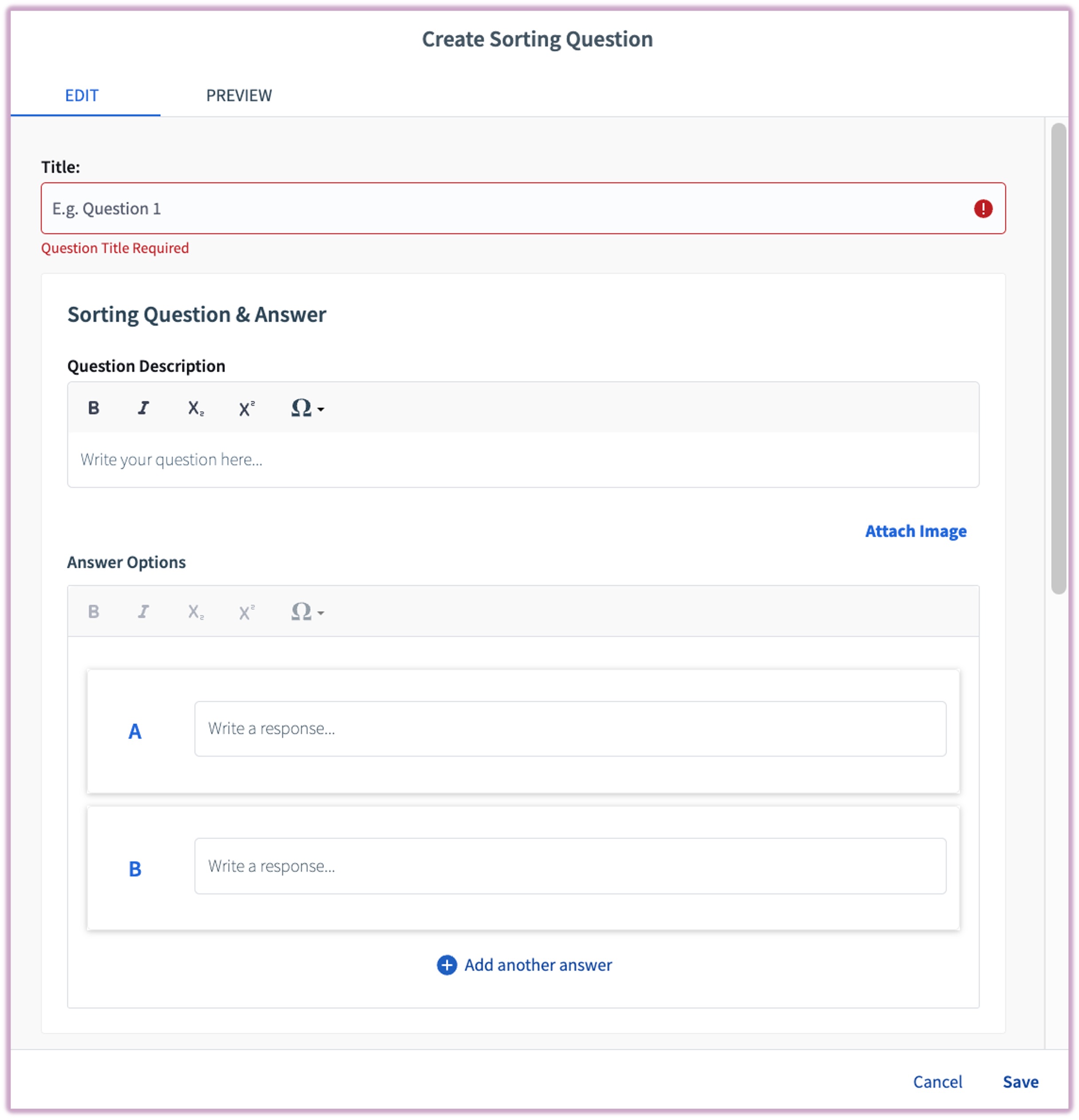 Educator: Sorting Questions